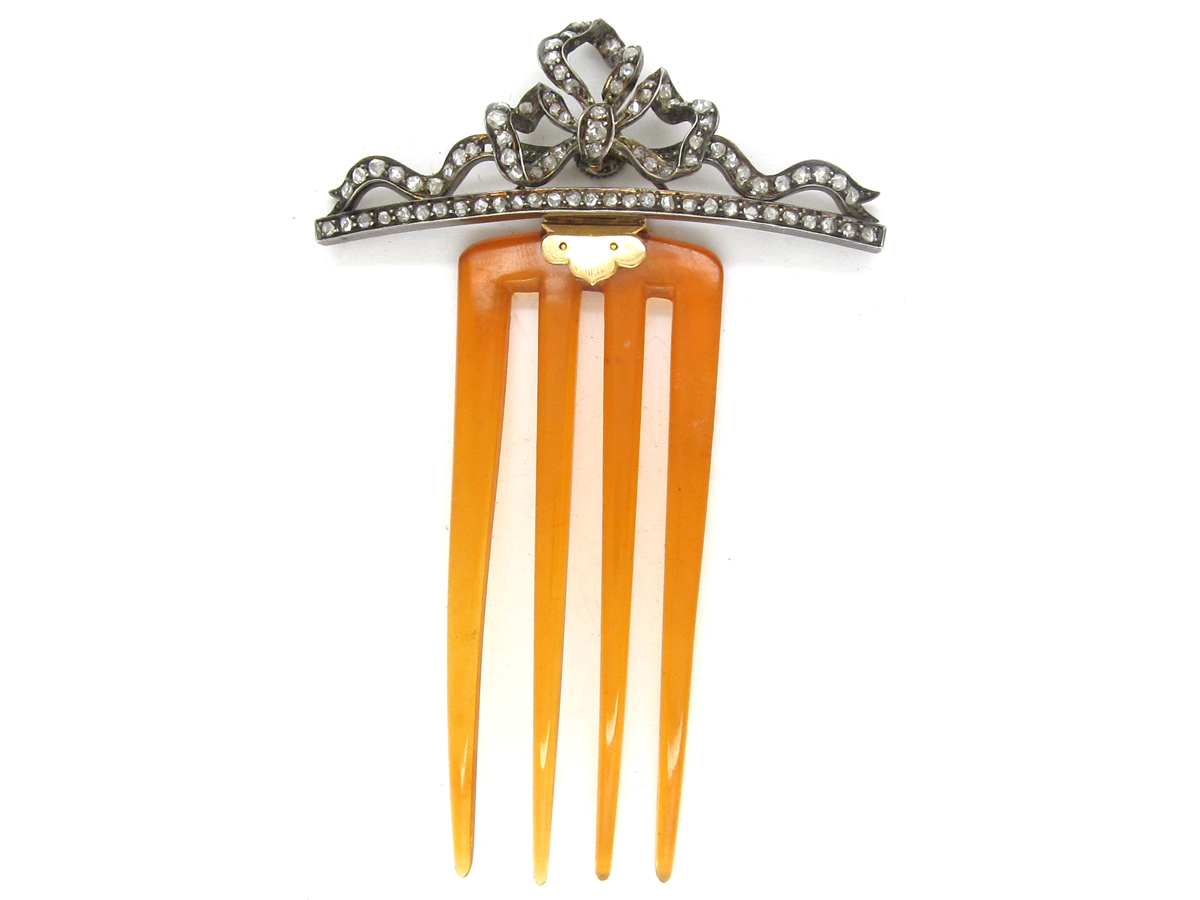 Edwardian Diamond & Tortoiseshell Hair Comb (677D) | The Antique ...