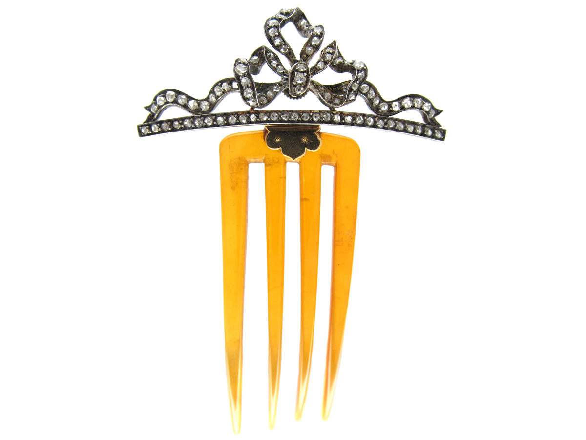 Edwardian Diamond & Tortoiseshell Hair Comb (677D) | The Antique ...