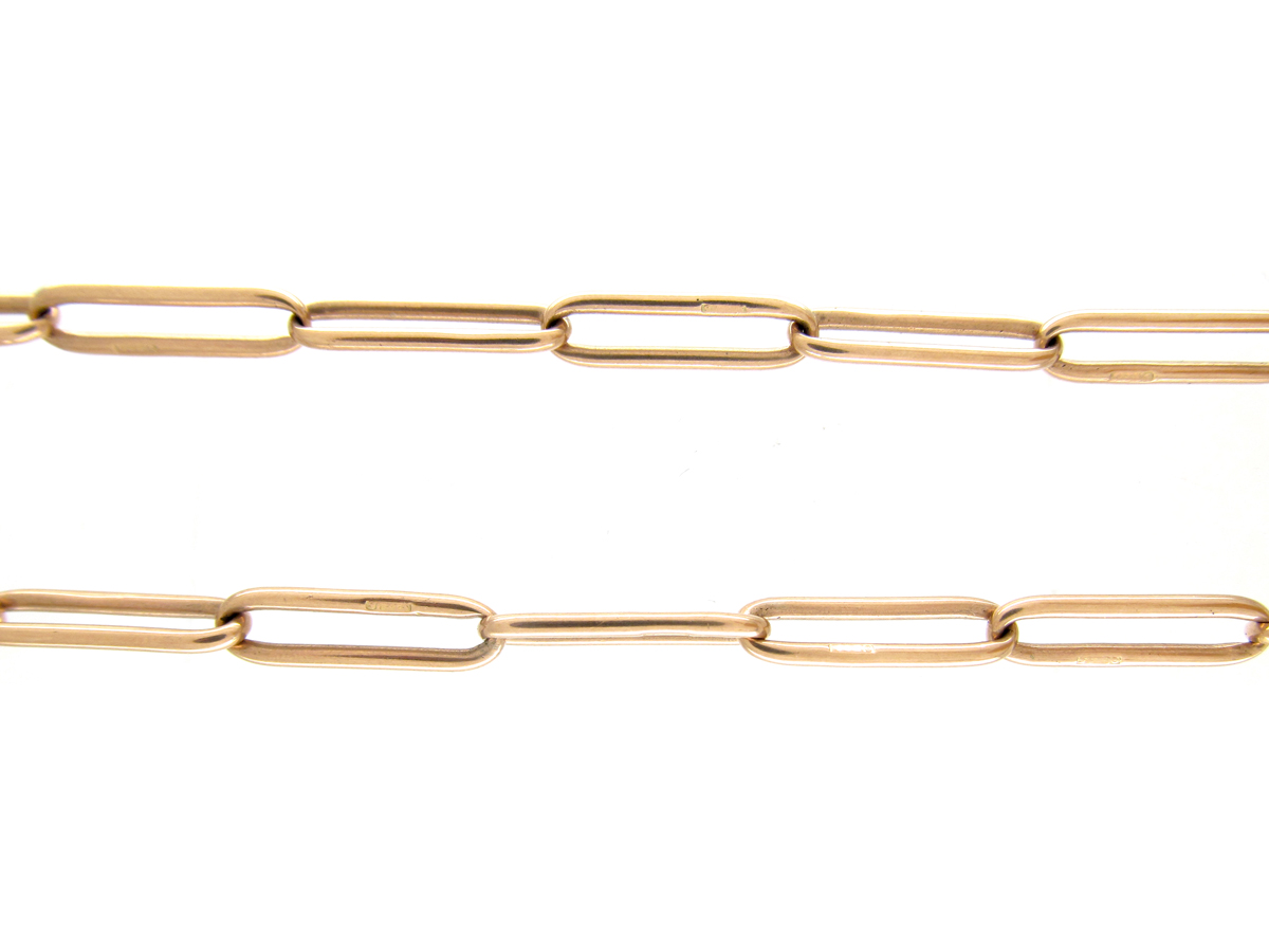 9ct Gold Long Link Albert Chain (166E) | The Antique Jewellery Company