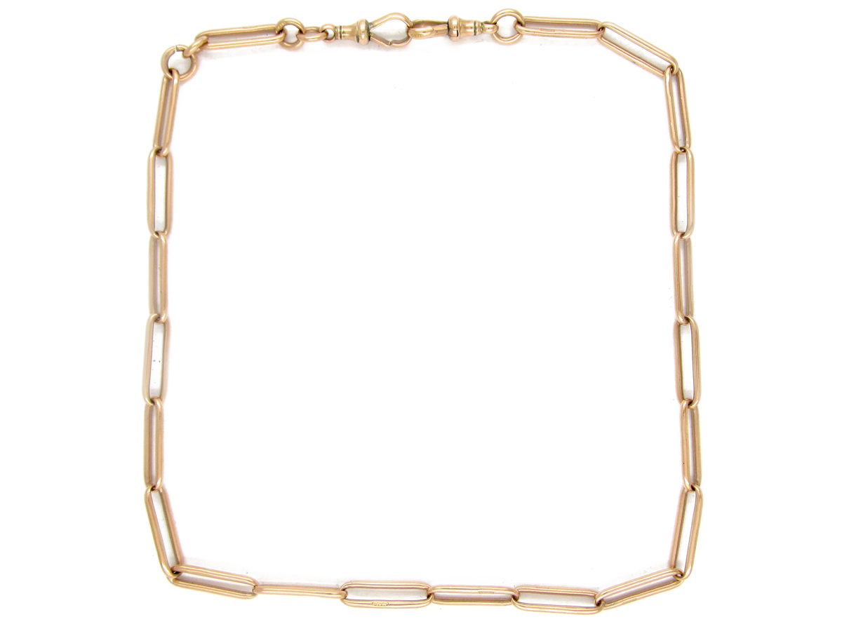 9ct Gold Long Link Albert Chain (166E) | The Antique Jewellery Company