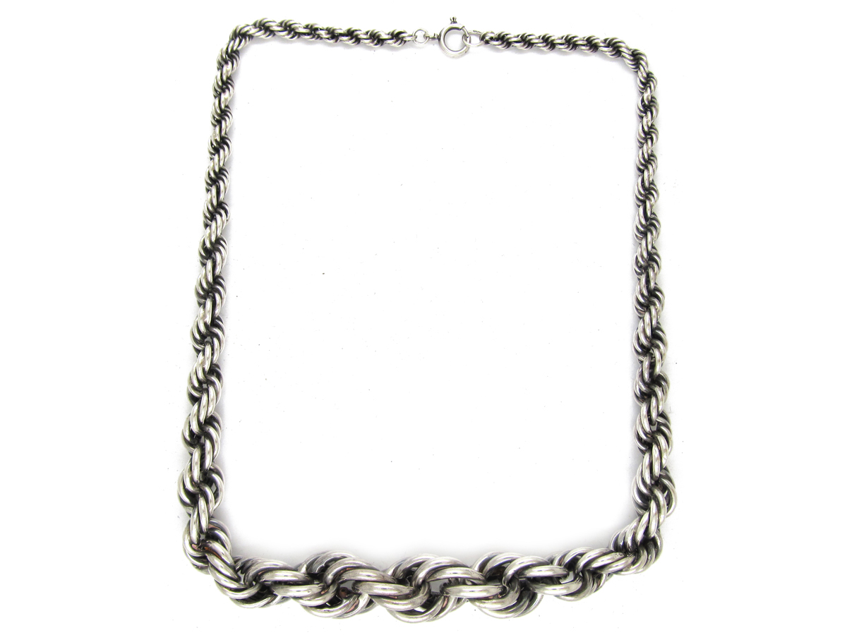 Silver Graduated Rope Necklace (666E) | The Antique Jewellery Company