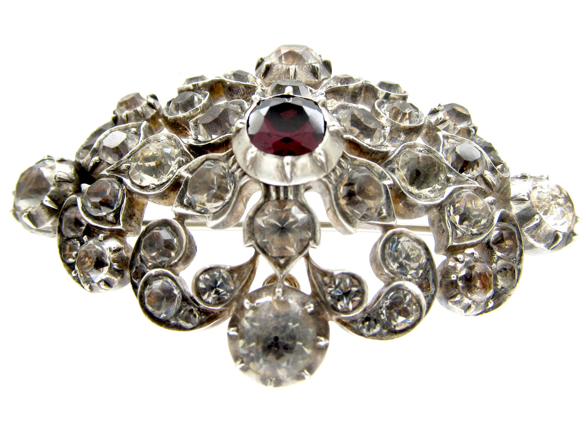 Victorian Silver & Paste Brooch (733E) | The Antique Jewellery Company