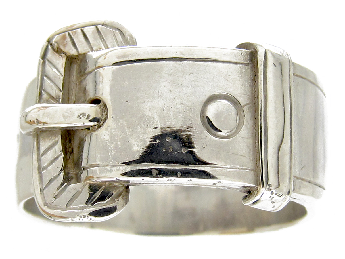 Victorian Wide Silver Buckle Ring (930B/OJ) | The Antique Jewellery Company