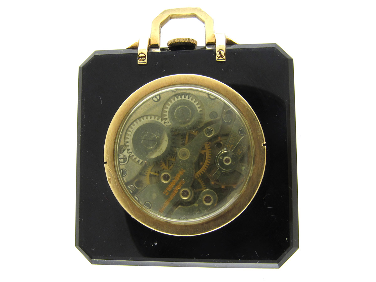 Onyx & Gold Watch Pendant (797E) | The Antique Jewellery Company
