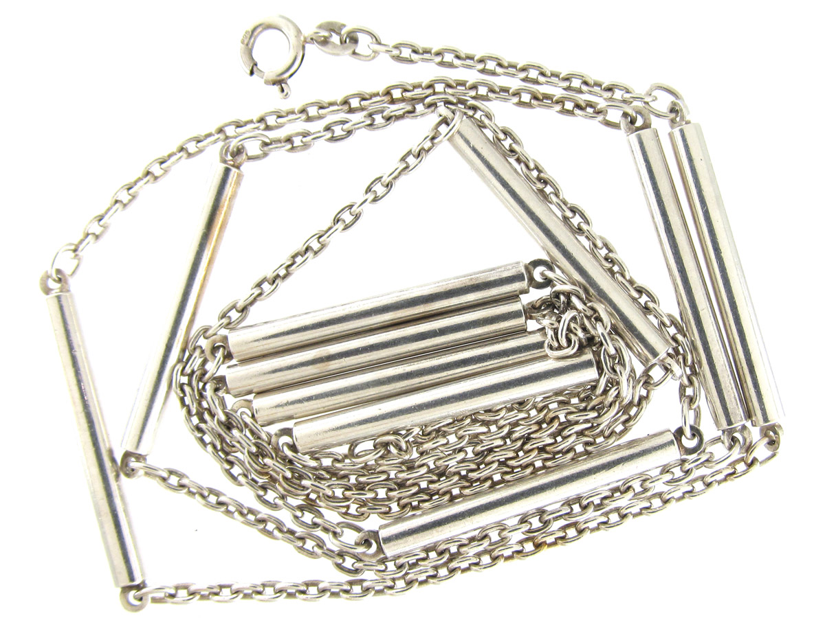 Silver Bar & Trace Link Chain (780E) | The Antique Jewellery Company