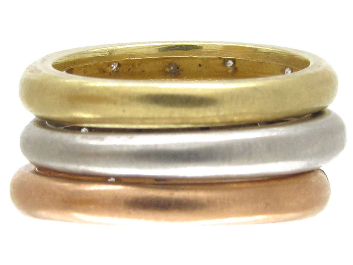 Three Three Colour Gold & Diamond Set Rings (485 U) | The Antique ...