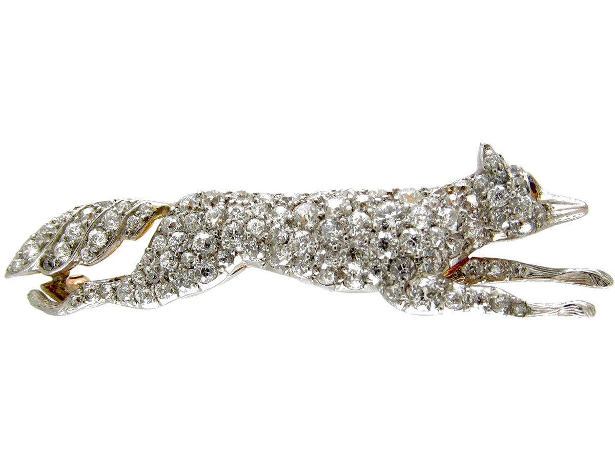 Diamond Set Edwardian Fox Brooch (745E) | The Antique Jewellery Company