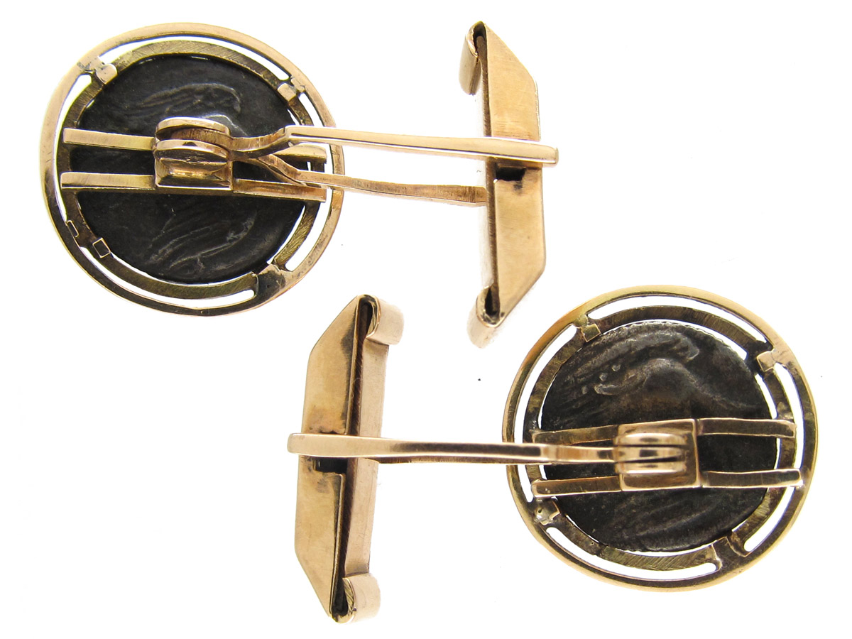 14ct Gold & Ancient Silver Coins of Lions Cufflinks (799E) | The ...