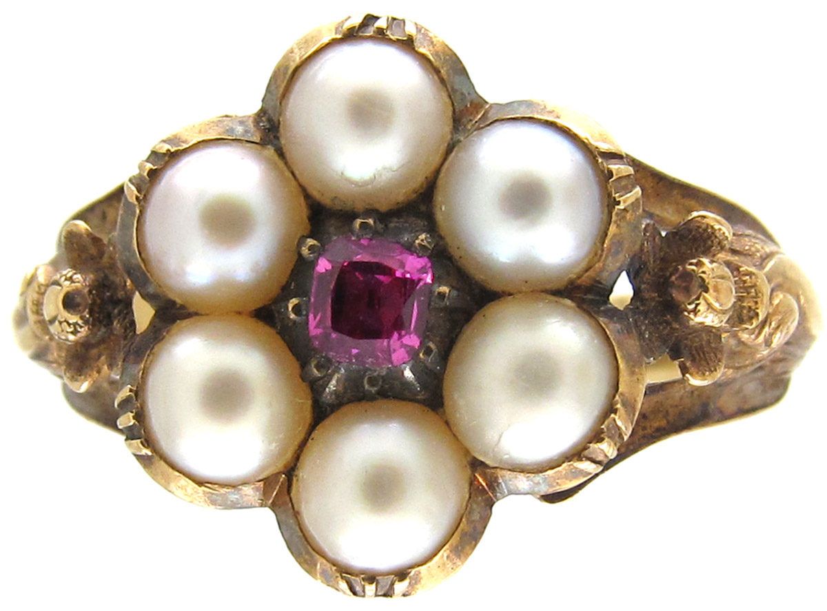 Regency Natural Pearl & Ruby Cluster Ring | AJC - AUS