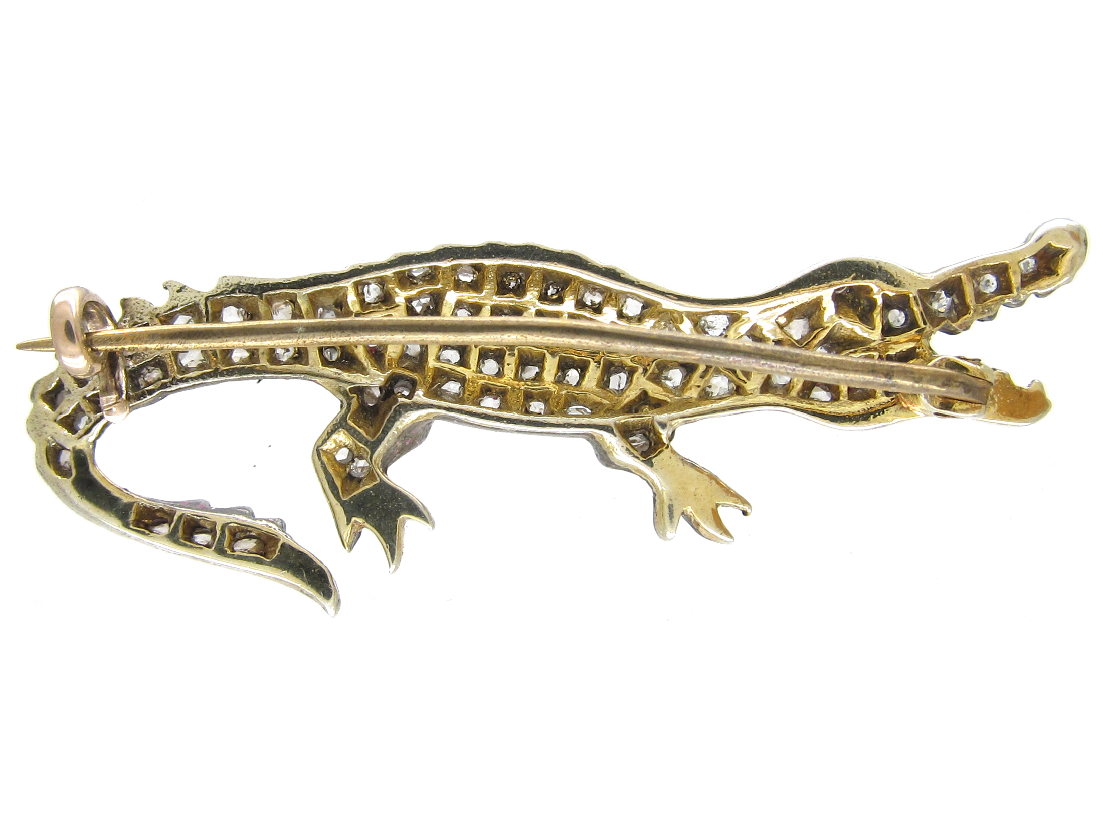 Ruby & Diamond Alligator Brooch (968E) | The Antique Jewellery Company