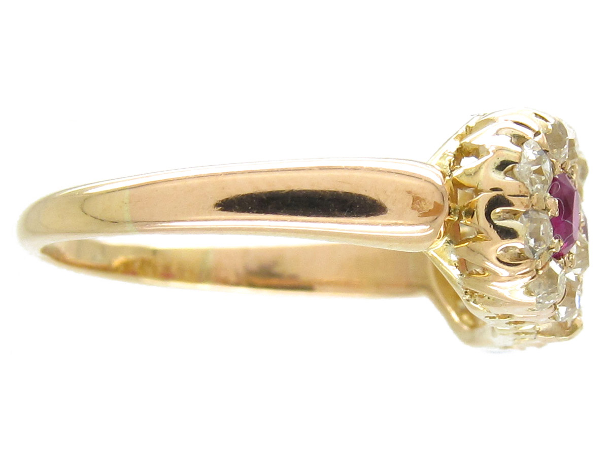 Edwardian 18ct Gold Ruby & Diamond Triple Cluster Ring (923E) | The ... Edwardian 18ct Gold Ruby & Diamond Triple Cluster Ring (923E) | The ...