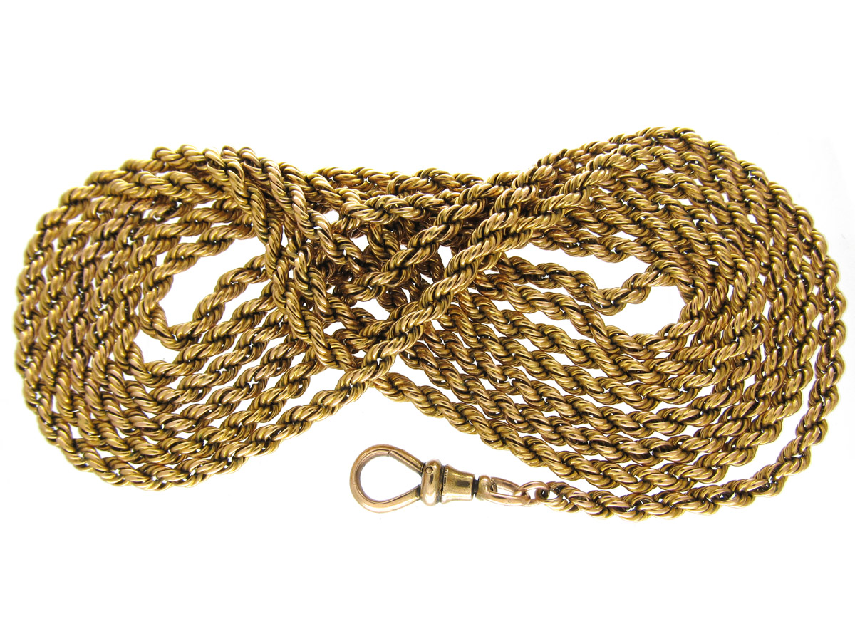 Victorian 15ct Gold Prince of Wales Twist Long Guard Chain (351E) | The ...