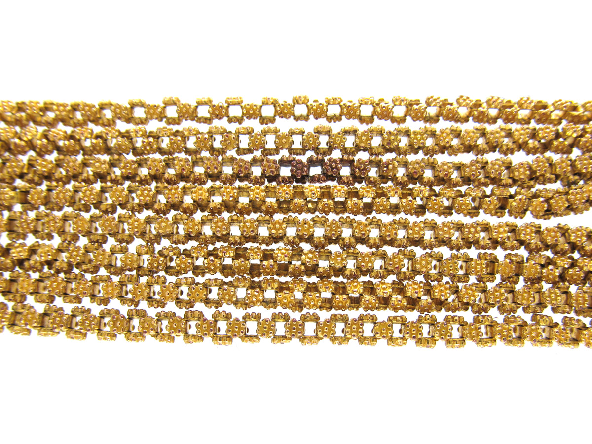 Georgian Pinchbeck Floral Long Chain (443D) | The Antique Jewellery Company