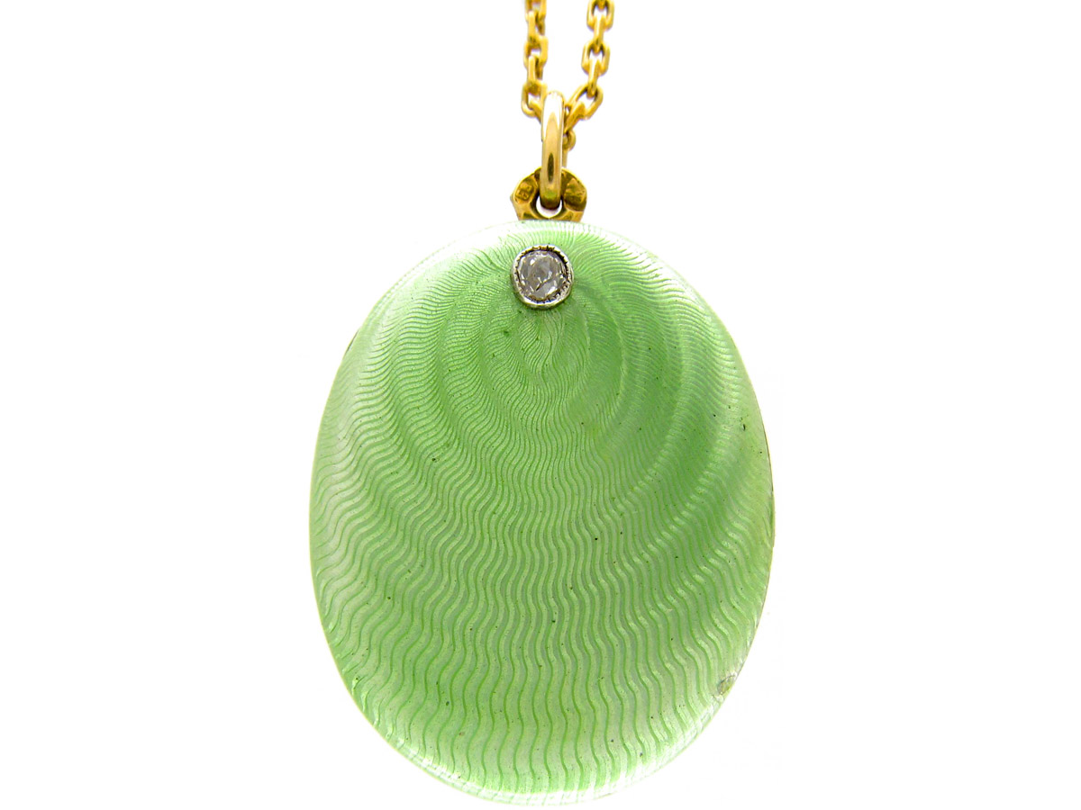 Russian Gold & Green Enamel Locket Pendant on Chain (743E) | The ...