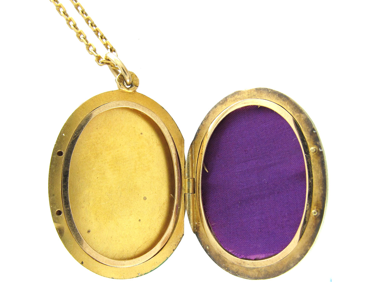 Russian Gold & Green Enamel Locket Pendant on Chain (743E) | The ...