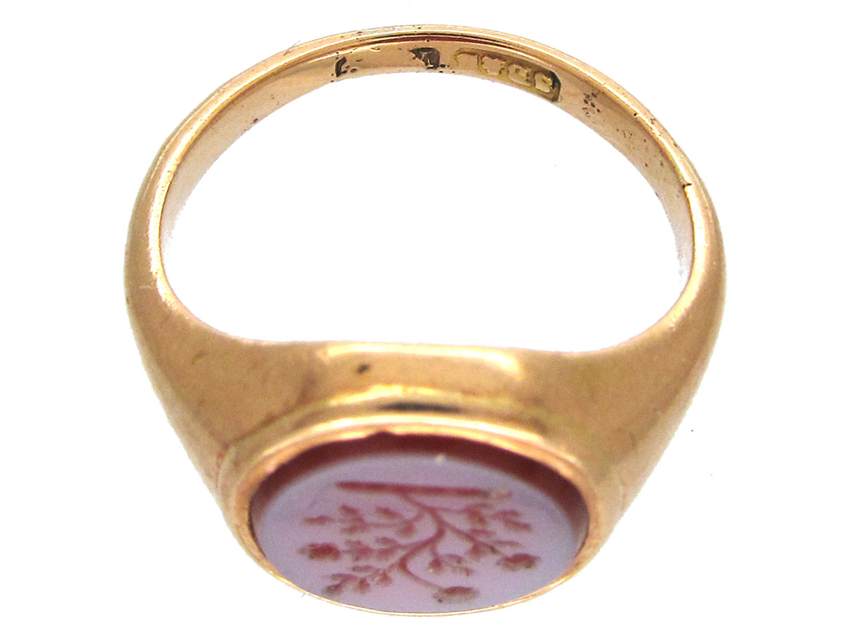 18ct Gold Carnelian Intaglio Signet Ring (57F) | The Antique Jewellery ...