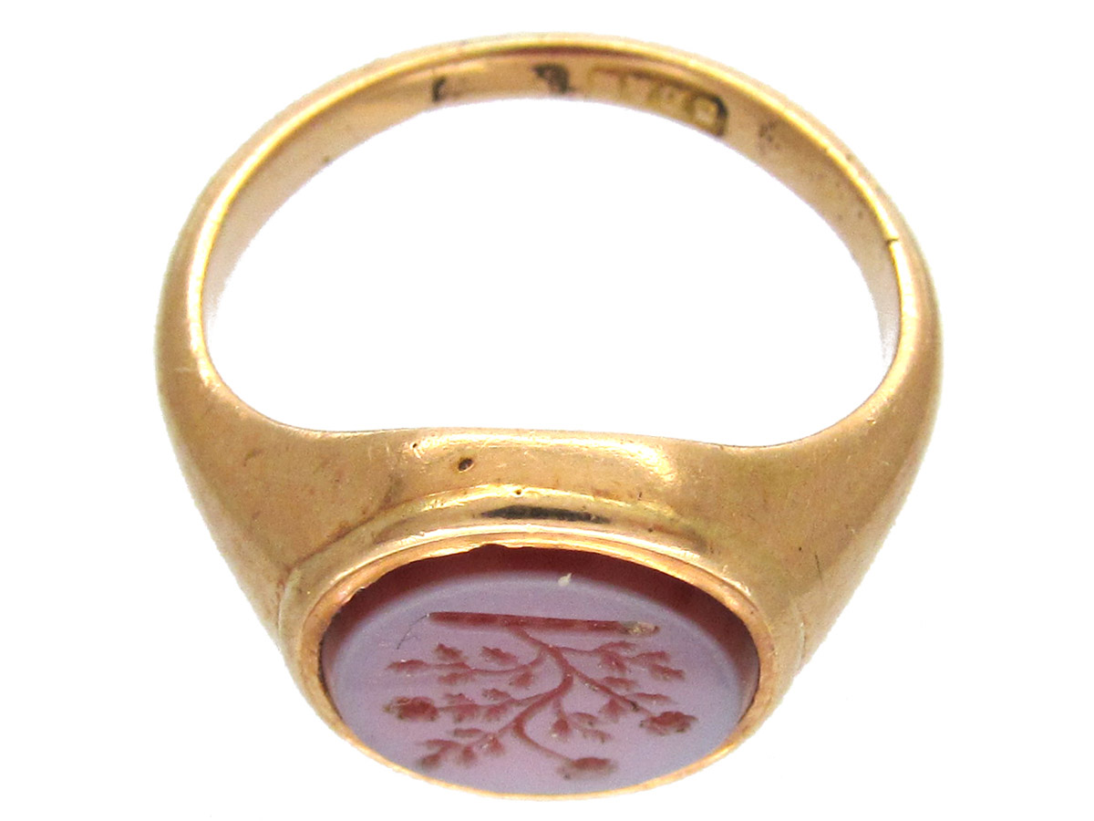 18ct Gold Carnelian Intaglio Signet Ring (57F) | The Antique Jewellery ...