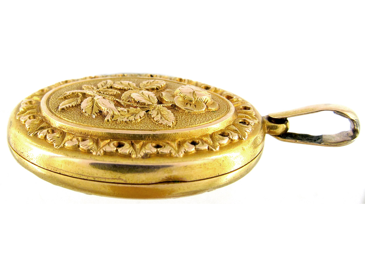 Victorian 15ct Gold Rose Locket (79F) | The Antique Jewellery Company