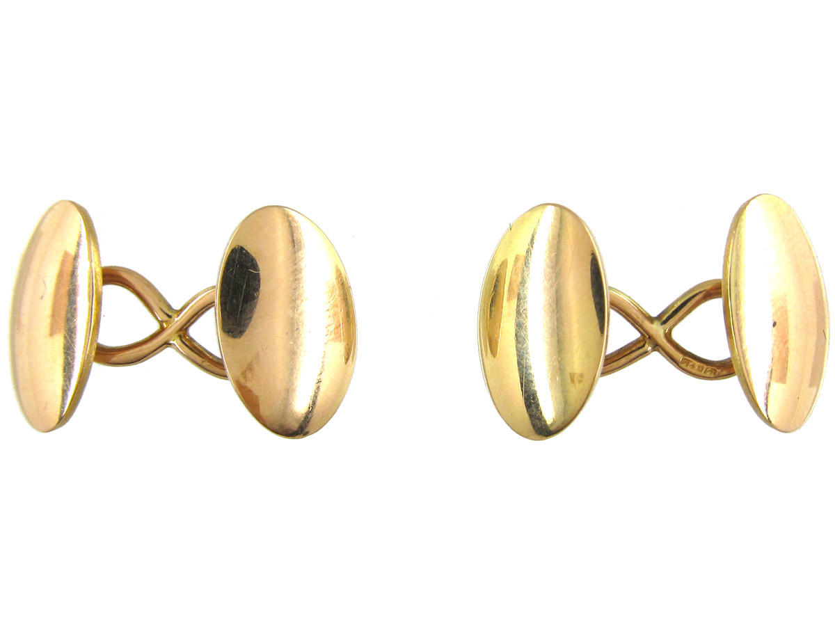 Victorian 18ct Gold Oval Cufflinks (82F) | The Antique Jewellery Company