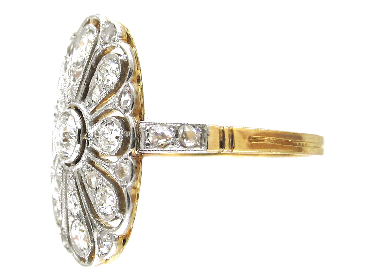 Edwardian Openwork Diamond Oval Cluster Ring (234F) | The Antique ...
