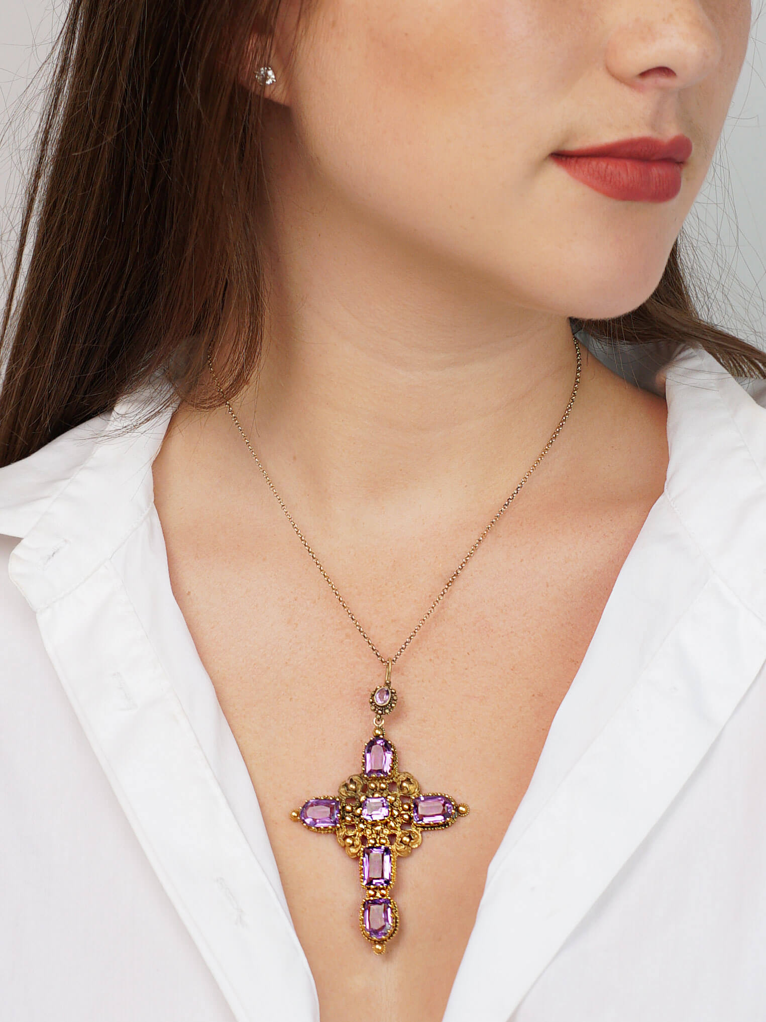 Georgian Large 18ct Gold & Amethyst Cross (137F) | The Antique ...