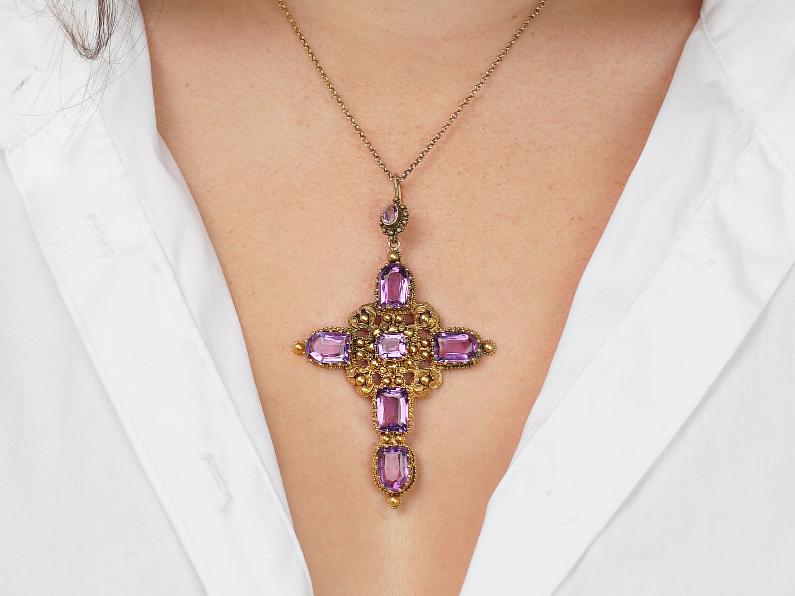 Georgian Large 18ct Gold & Amethyst Cross (137F) | The Antique ...