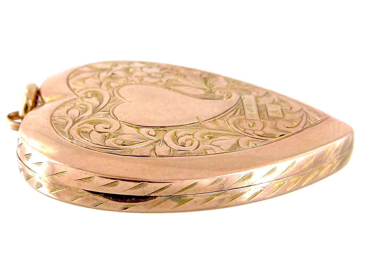 Large 9ct Gold Heart Locket (297F) | The Antique Jewellery Company