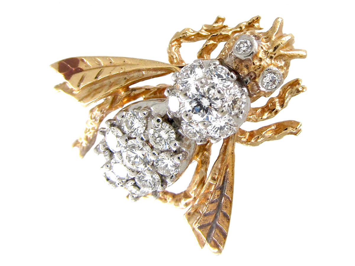Diamond & 18ct Gold Bug Brooch (337F) | The Antique Jewellery Company