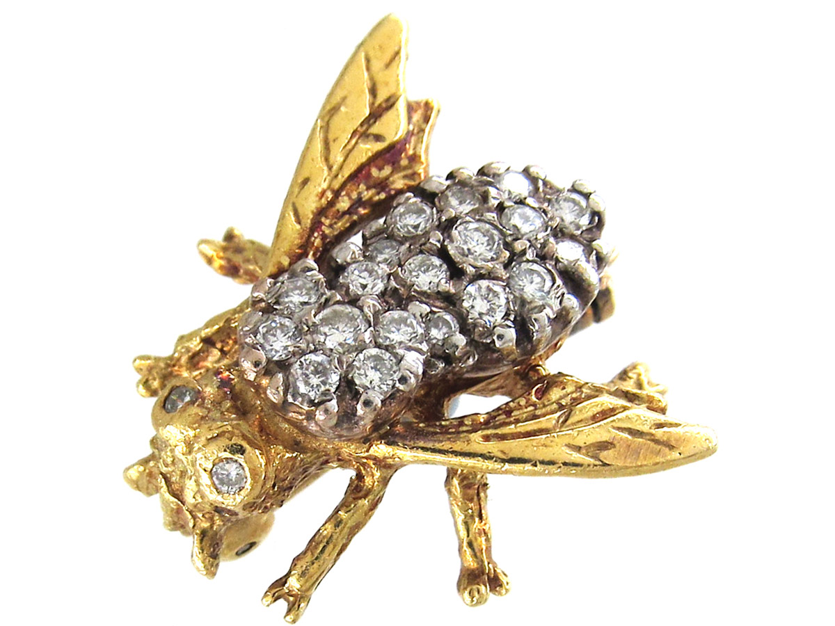 Diamond & 18ct Gold Bug Brooch (338F) | The Antique Jewellery Company