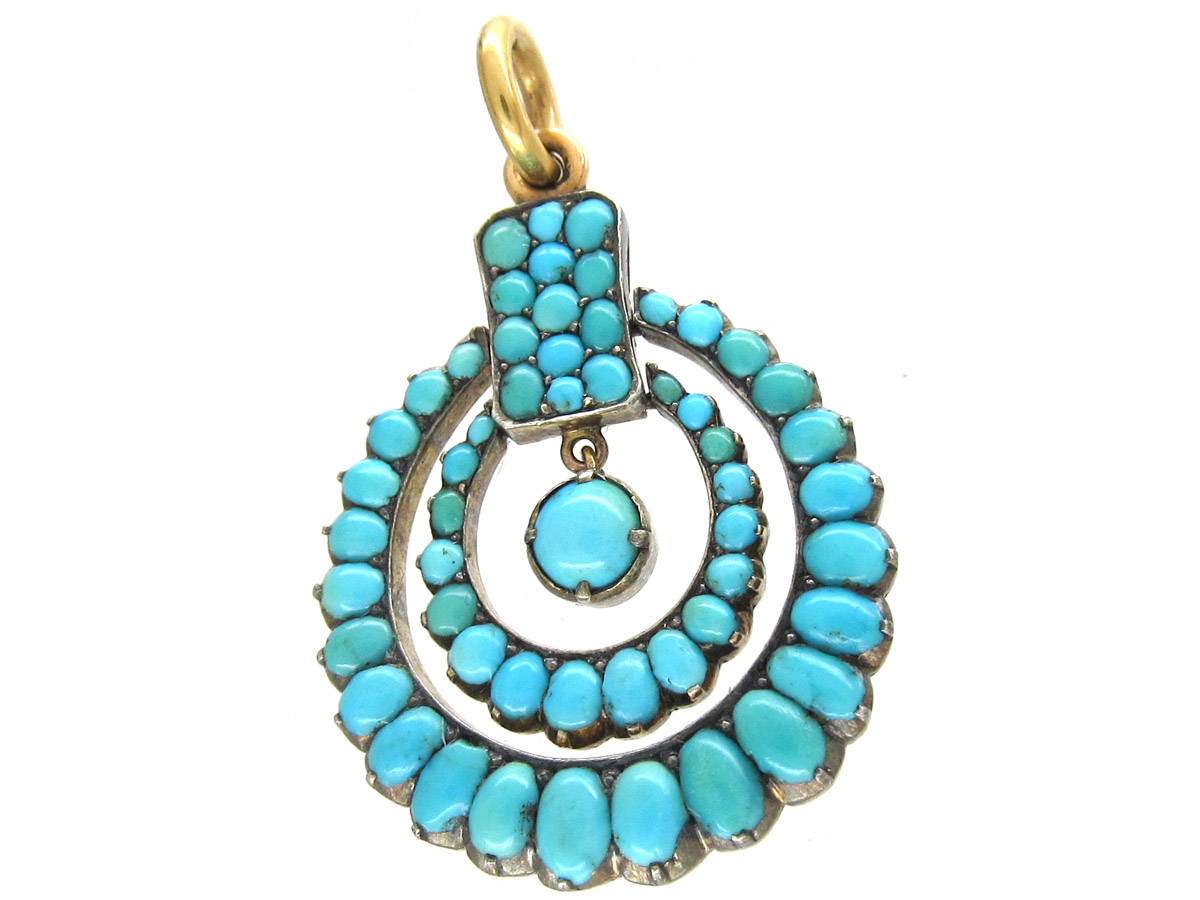Victorian Turquoise & Gold Pendant (304F) | The Antique Jewellery Company