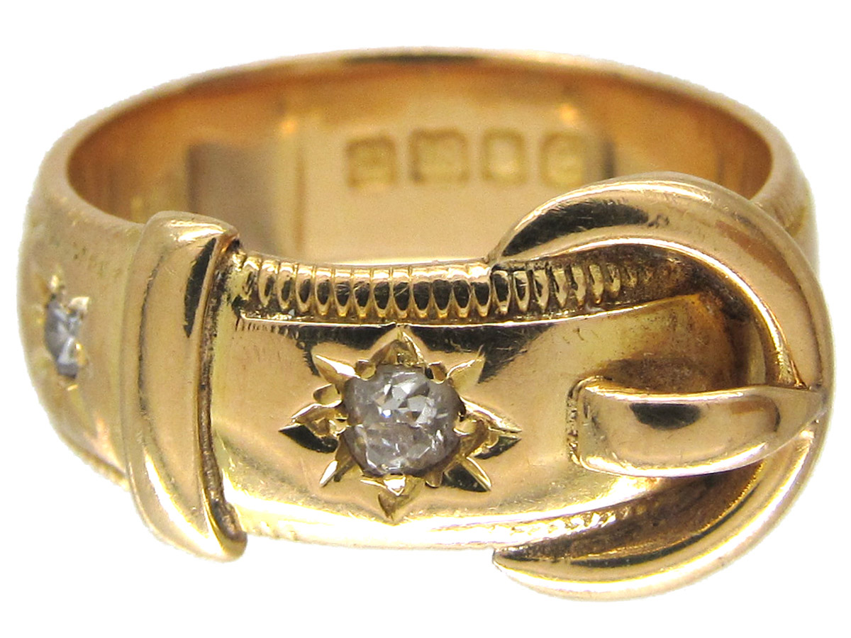 18ct Diamond Set Buckle Ring (350F) | The Antique Jewellery Company