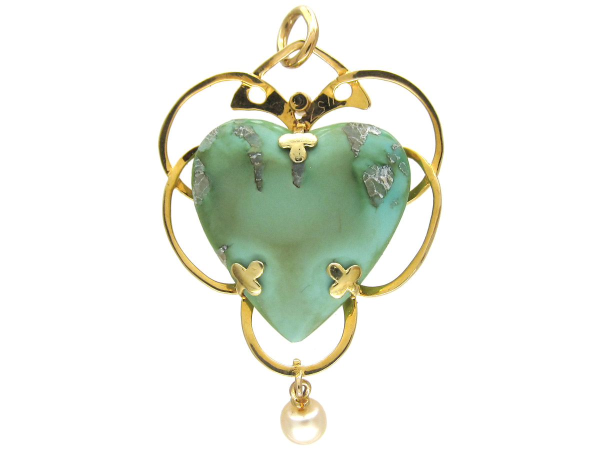Murrle Bennett 15ct Gold & Turquoise Art Nouveau Pendant (383F) | The ...