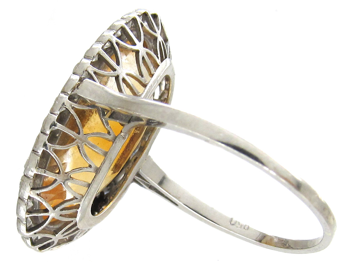 Edwardian Large Oval Citrine & Diamond Ring (466F) | The Antique ...