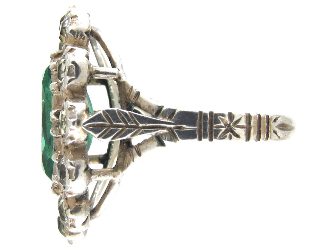 Edwardian Large Green & White Paste Cluster Ring (37/O) | The Antique ...