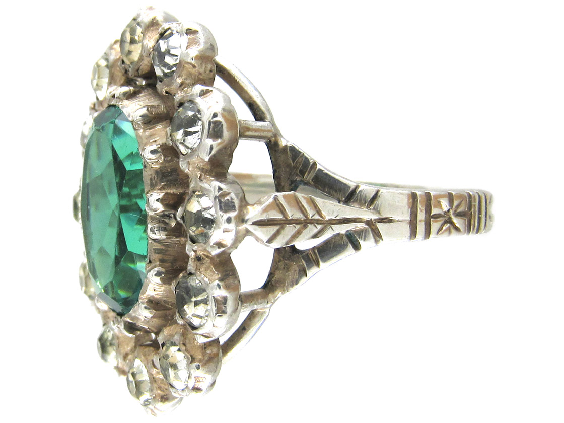 Edwardian Large Green & White Paste Cluster Ring (37/O) | The Antique ...