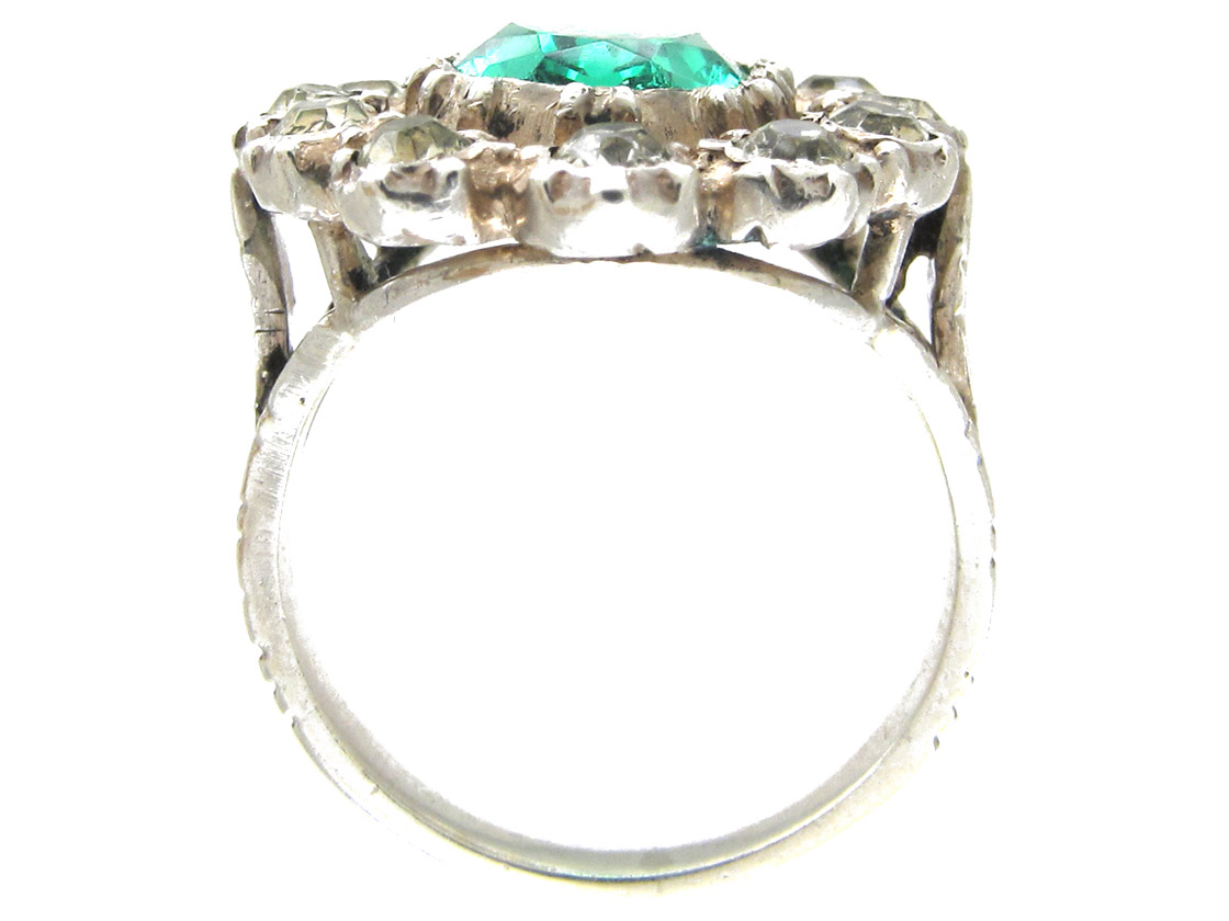 Edwardian Large Green & White Paste Cluster Ring (37/O) | The Antique ...