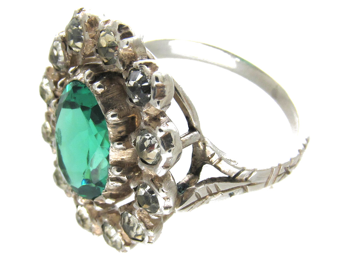 Edwardian Large Green & White Paste Cluster Ring (37/O) | The Antique ...