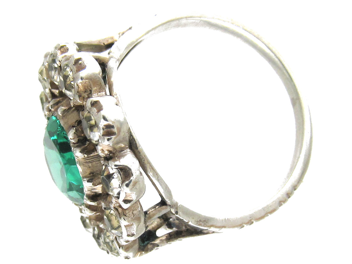 Edwardian Large Green & White Paste Cluster Ring (37/O) | The Antique ...