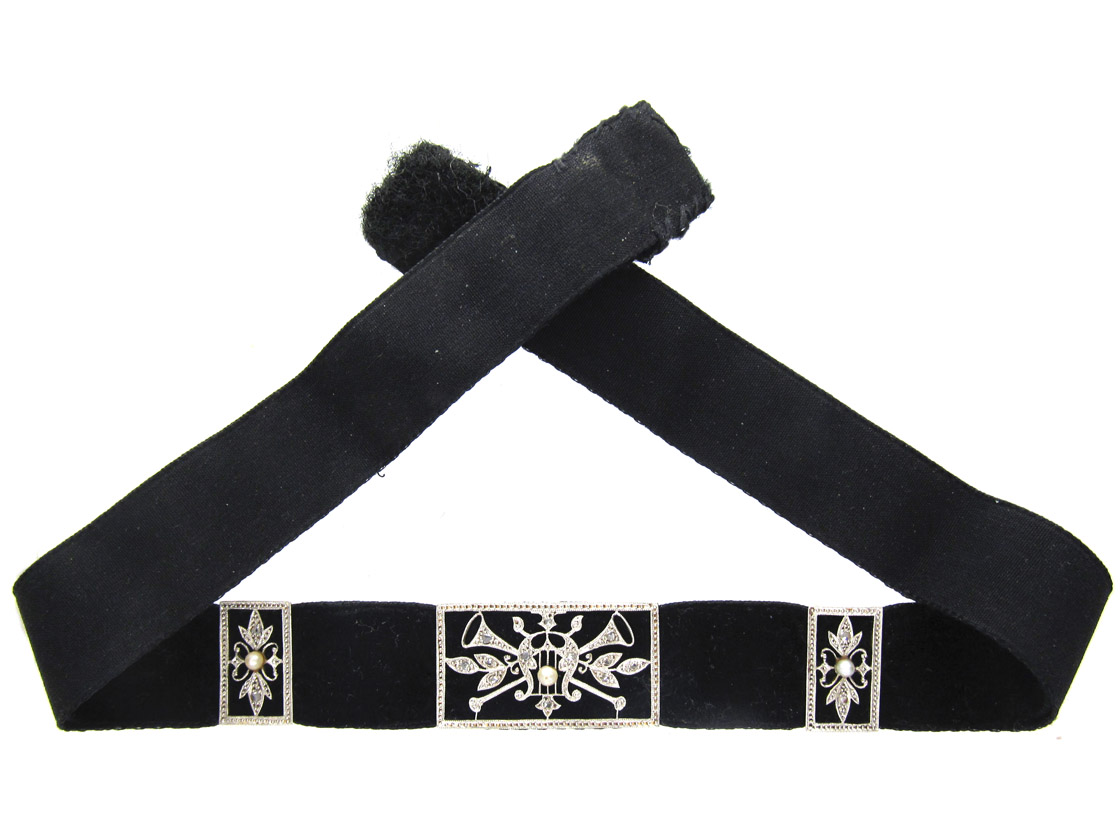 Diamond, Platinum & Natural Pearl Edwardian Choker with Musical ...