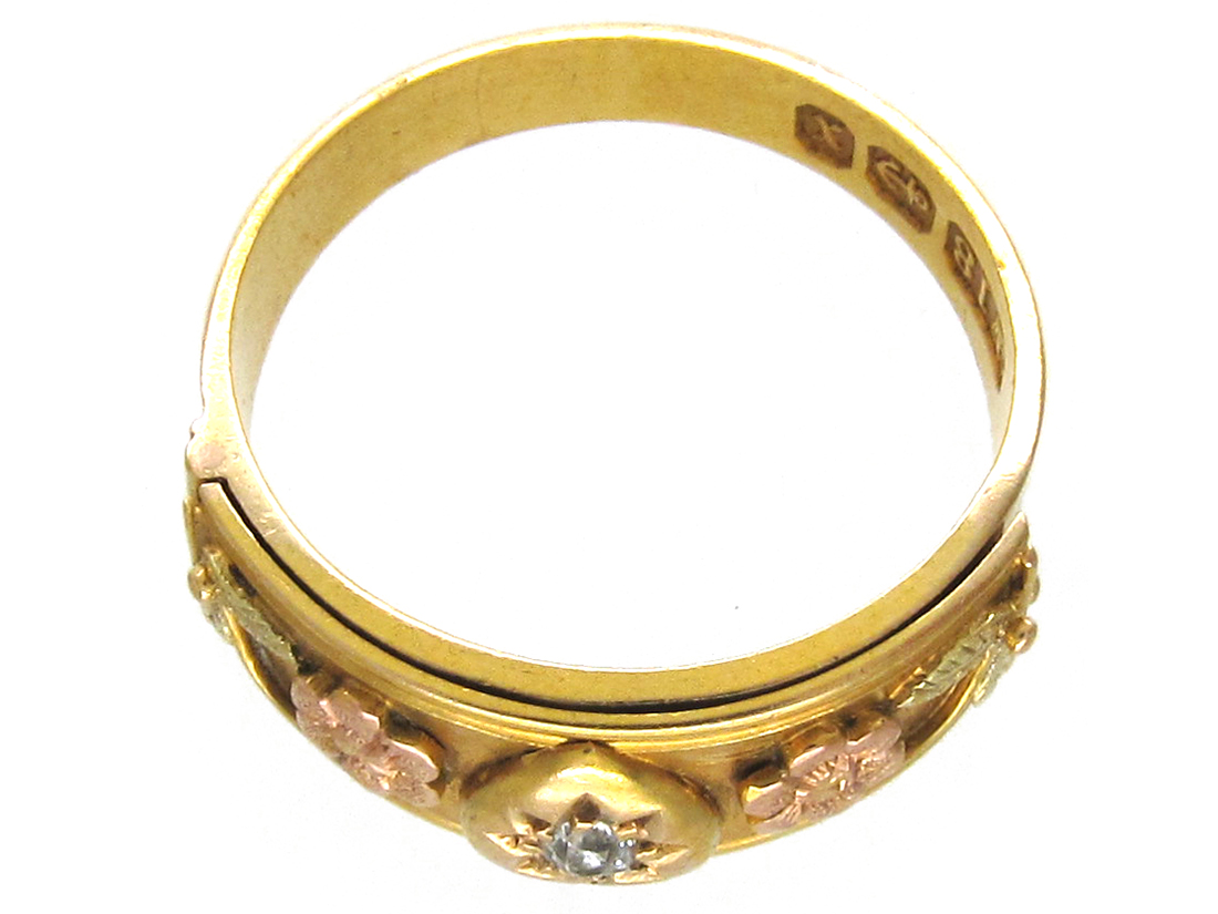 Victorian 18ct Three Colour Gold & Diamond Opening Ring with For Ever ...