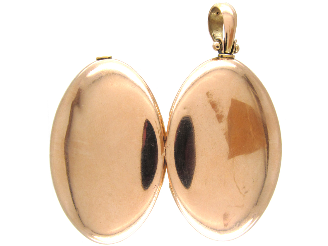 Large Victorian 9ct Gold Oval Locket (691F) | The Antique Jewellery Company