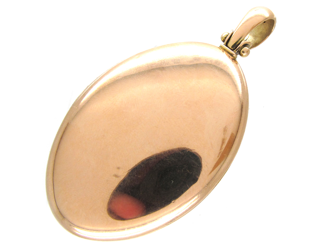 Large Victorian 9ct Gold Oval Locket (691F) | The Antique Jewellery Company