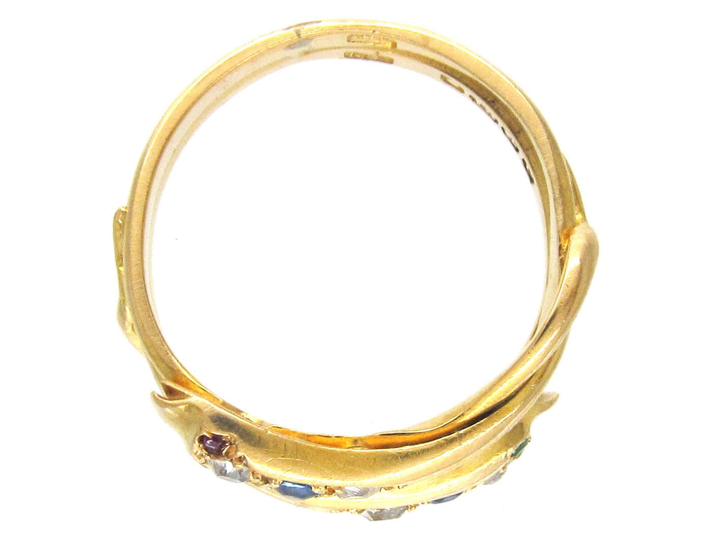 Edwardian 18ct Gold Sapphire Diamond Emerald & Ruby Double Snake Ring ...