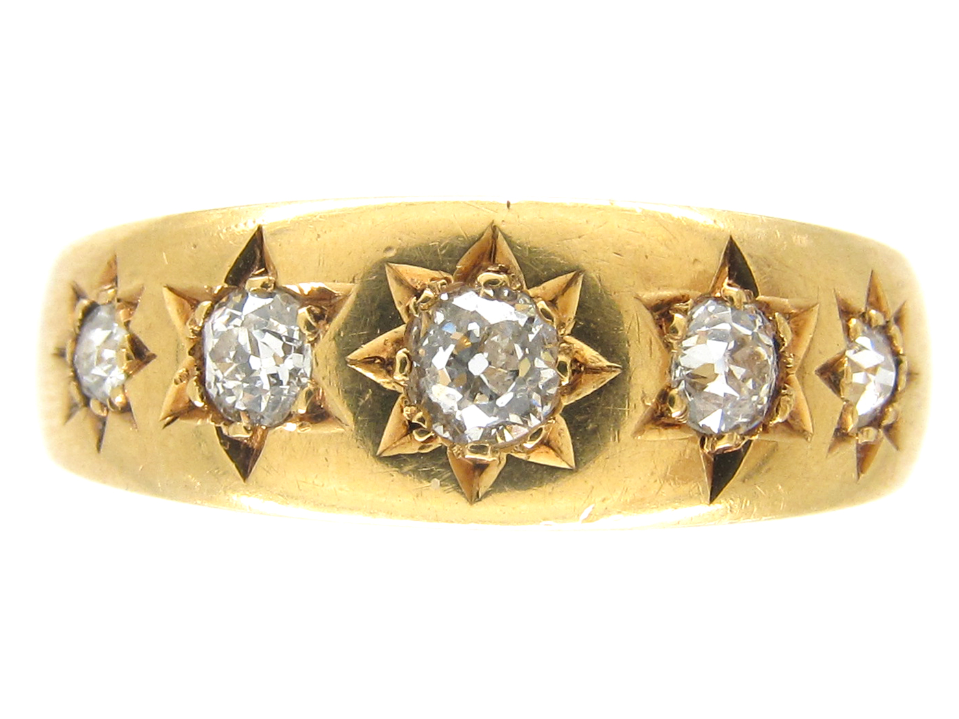 Victorian 18ct Gold Five Stone Diamond Gypsy Ring (519Z) | The Antique ...