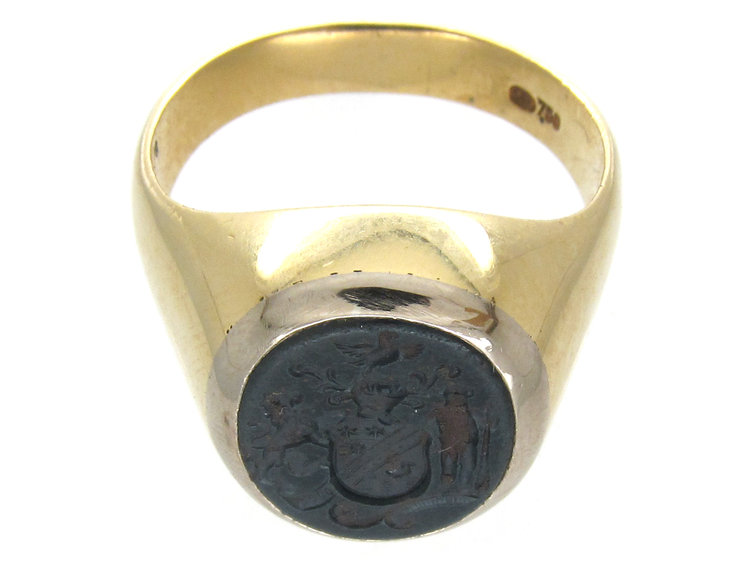 18ct Gold & Bloodstone Intaglio Signet Ring (803F) | The Antique ...