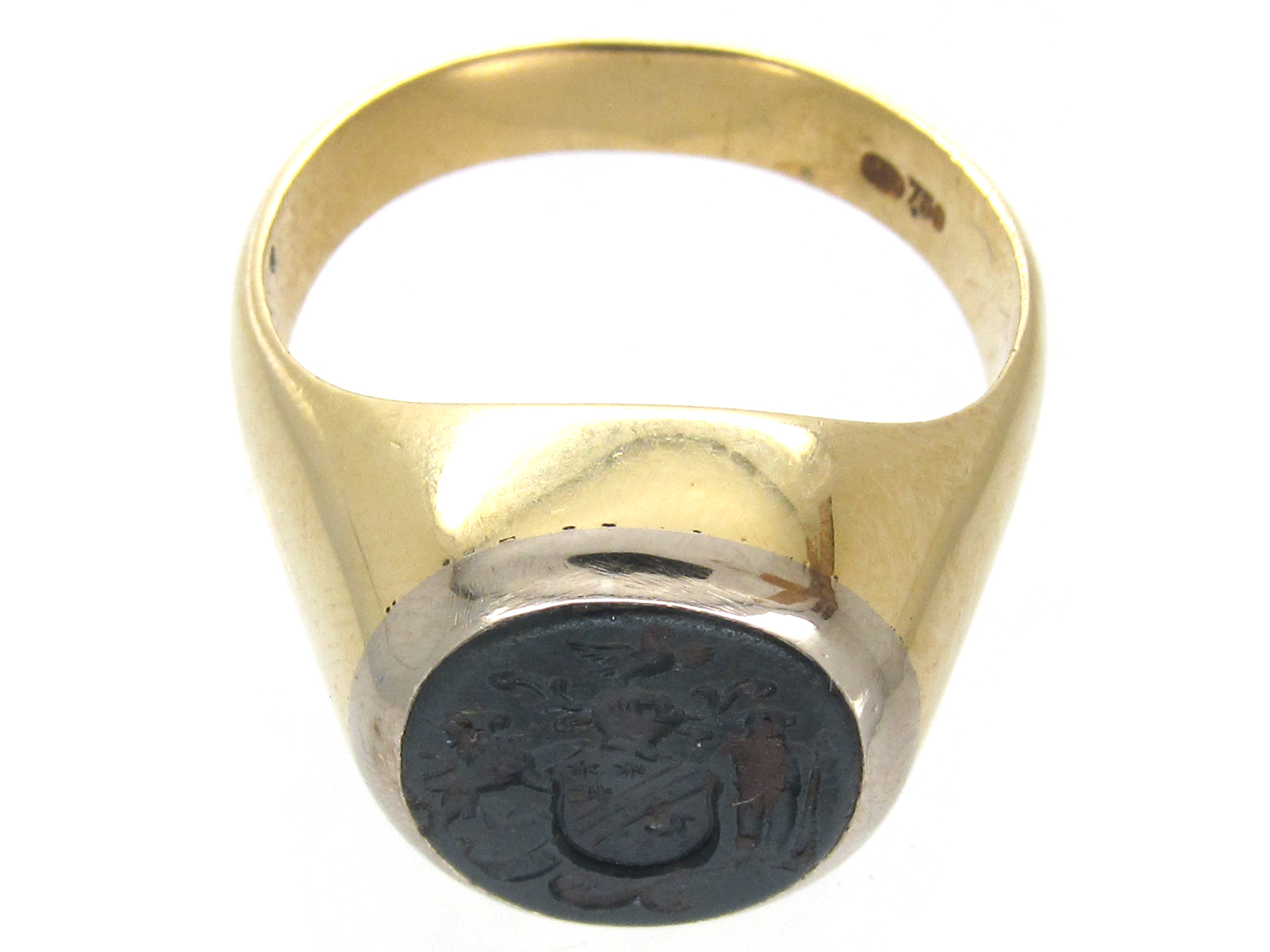 18ct Gold & Bloodstone Intaglio Signet Ring (803F) | The Antique ...