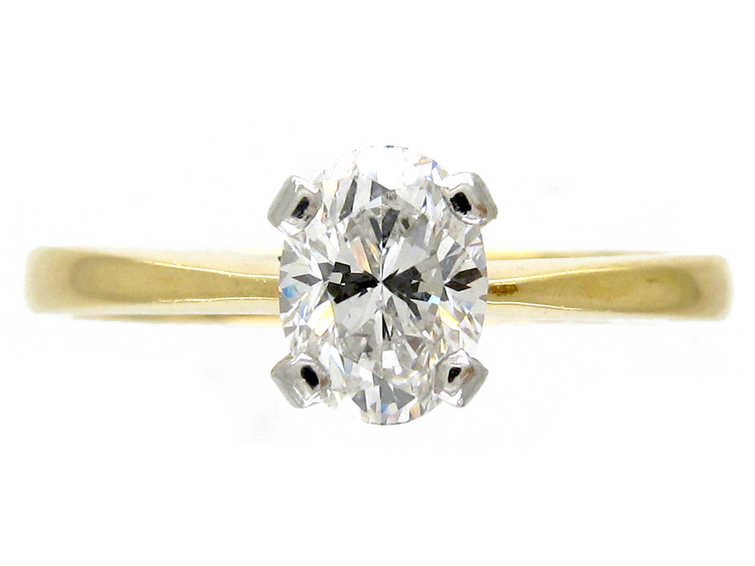 Oval Diamond Solitaire Ring (854F) | The Antique Jewellery Company