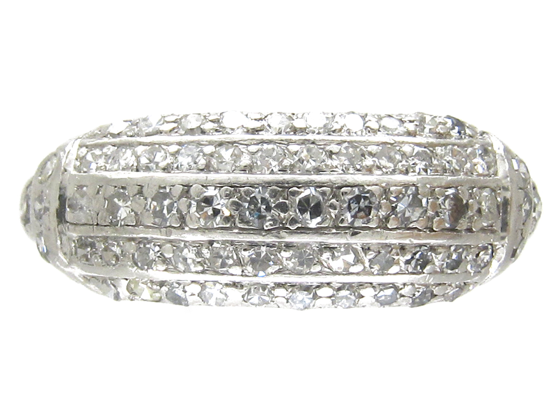 Edwardian Platinum & Diamond Set Five Line Ring (799F) | The Antique ...