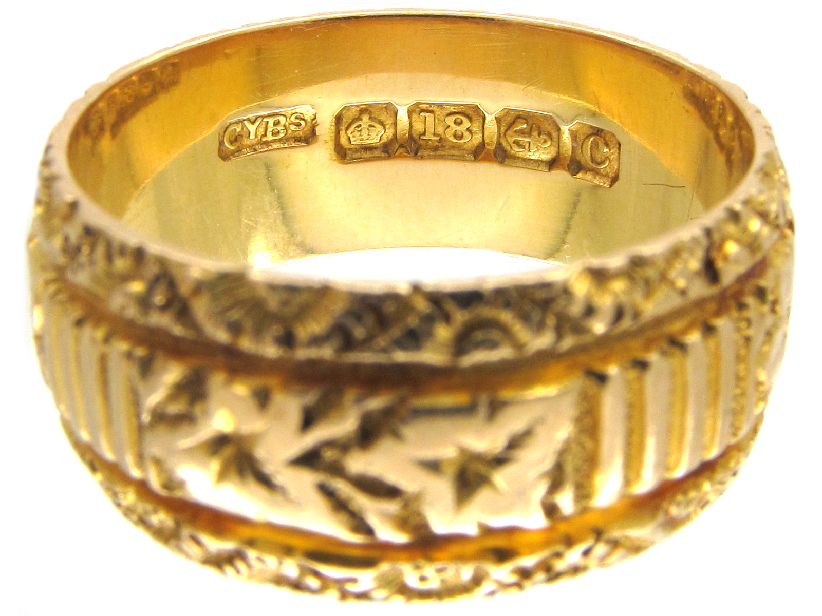 Victorian 18ct Gold Wide Vine Leaf Design Wedding Ring (867F) | The ...