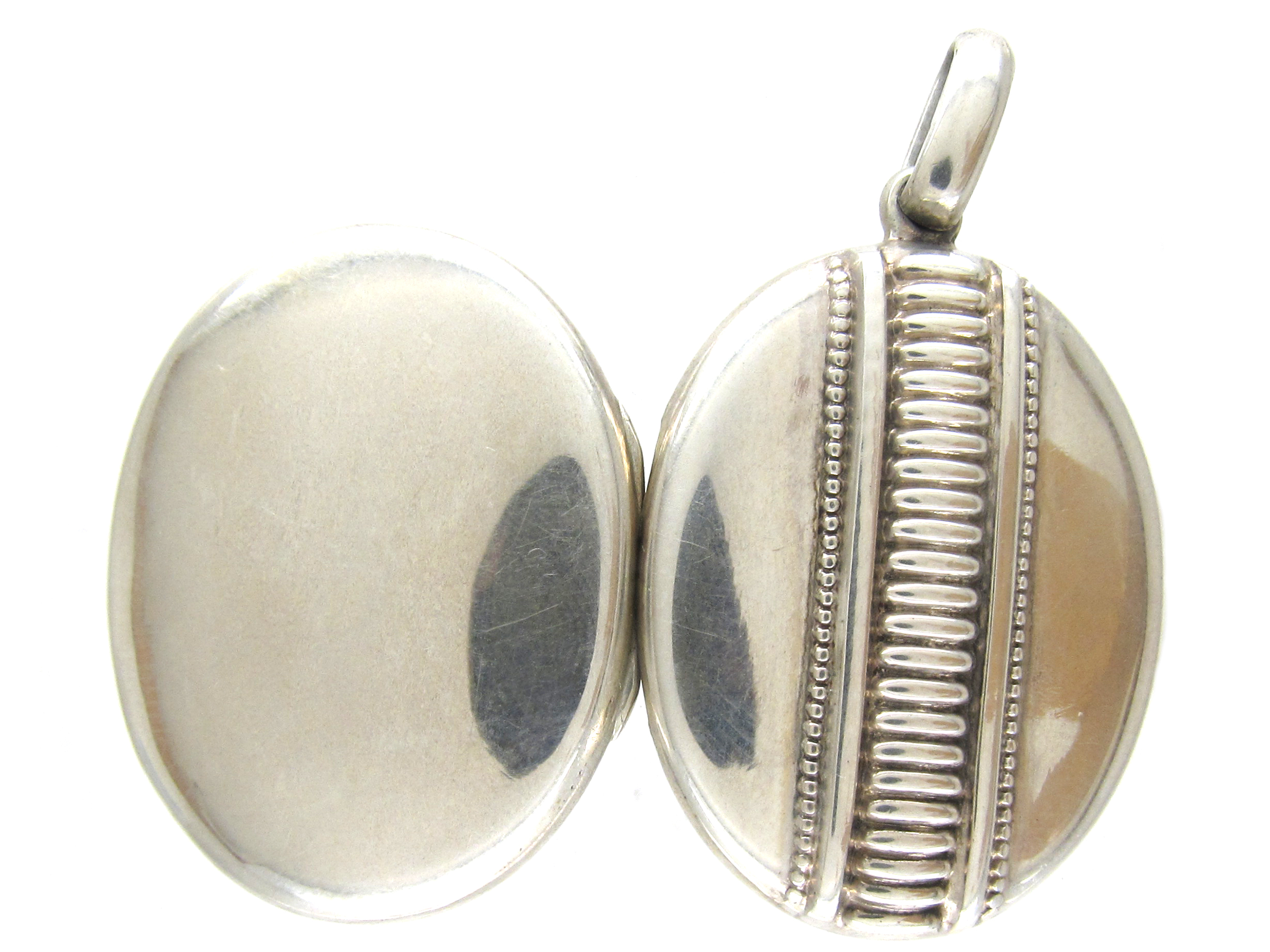 Victorian Silver Stripe Design Oval Locket (888F) | The Antique ...